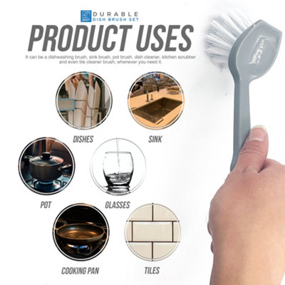 Pack of 7 Plastic Dish Stiff Brush Set