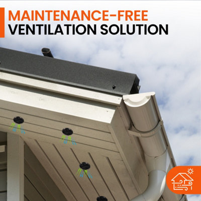 Pack of 8 Black Plastic 68mm Round Soffit Air Vents Push in Roof and ...