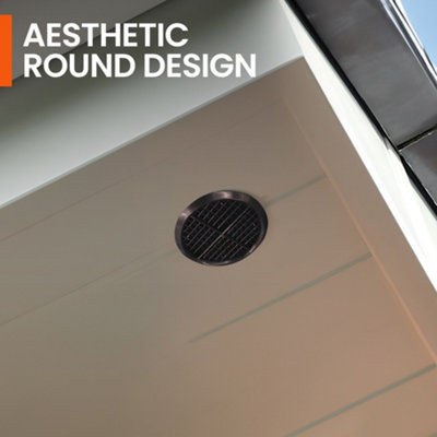 Pack of 8 Black Plastic 68mm Round Soffit Air Vents Push in Roof and ...