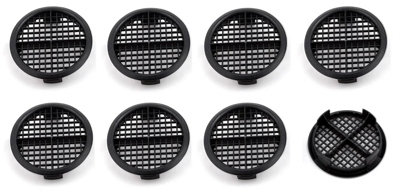 Pack of 8 fiXte 70mm Lattice Design Black Plastic Push in Circular ...