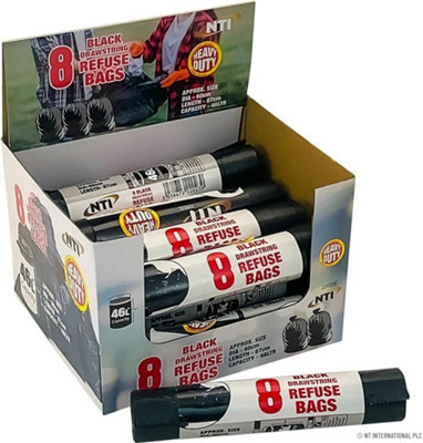 Pack Of 80 Black Drawstring Waste Bags - Rubbish Waste Versatile Heavy ...