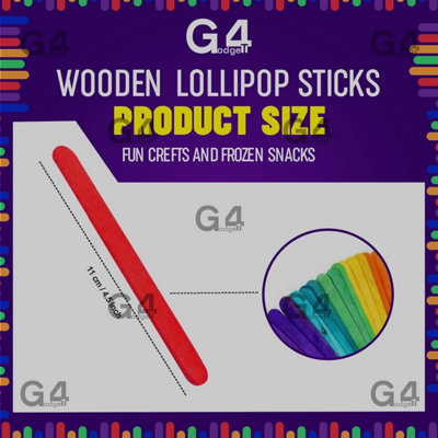 Pack of 80 Wooden Lollipop Sticks Natural Craft Sticks for Cake Pops ...