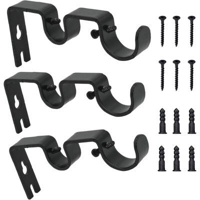 Pack of Curtain Rod Wall Mount Double Curtain Rod Brackets Metal Wall ...