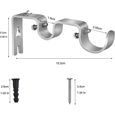 Pack of Curtain Rod Wall Mount Double Curtain Rod Brackets Metal Wall ...