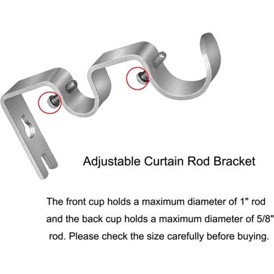 Pack of Curtain Rod Wall Mount Double Curtain Rod Brackets Metal Wall ...