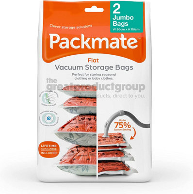 Packmate 2PC Jumbo Flat Vacuum Storage Bags | DIY at B&Q