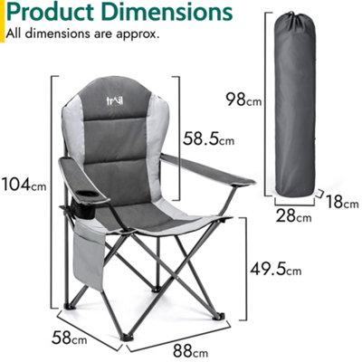 Padded Camping Chair High Back Portable Folding Outdoor Seat Trail ...
