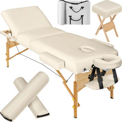 Padded Massage Table Set - 3 Zones, 2 Bolster Rolls, Stool & Bag ...