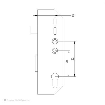 Paddock/Mila Centre Lockcase Twin Spindle - Replica - 35mm Backset - 124926