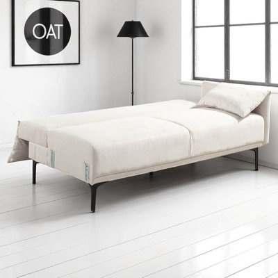 Padstow Fabric Modern Pillow Style 3 Seater Clic Clac Sofa Bed - Natural