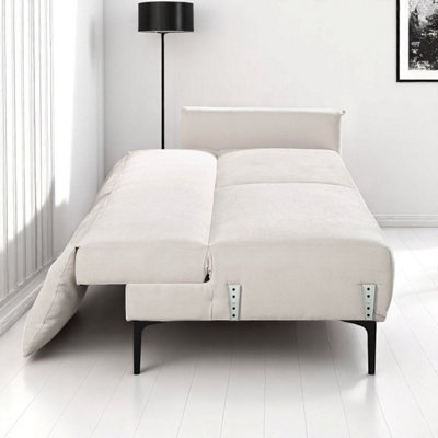Padstow Fabric Modern Pillow Style 3 Seater Clic Clac Sofa Bed - Natural