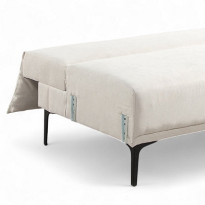 Padstow Fabric Modern Pillow Style 3 Seater Clic Clac Sofa Bed - Natural