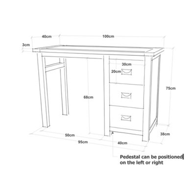 Padua 3 Drawer Dressing Table Set Brass Drop Handle