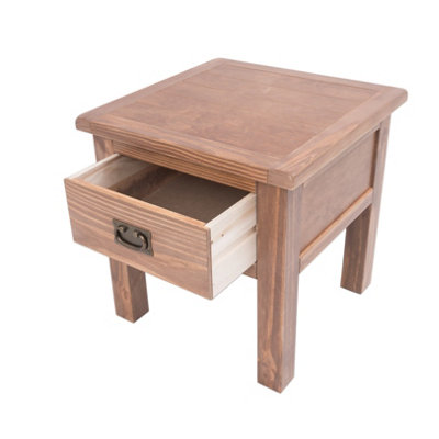 Padua Lacquered 1 Drawer Side Table Brass Drop Handle