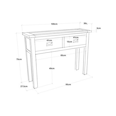 Padua Lacquered 2 Drawer Console Table Brass Drop Handle