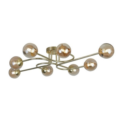 Pagazzi Hibben 8 Light Gold Flush Ceiling Light with Glass Shades