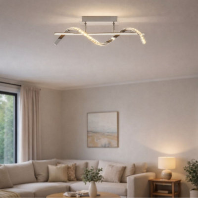 PAGAZZI HYDE CHROME AND CRYSTAL SEMI-FLUSH LED CEILING LIGHT