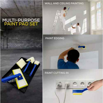 Paint Pad Set Decorating Pads Edger Tool Refill Handle Tray Painting