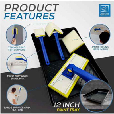 Paint Pad Set Decorating Pads Edger Tool Refill Handle Tray Painting