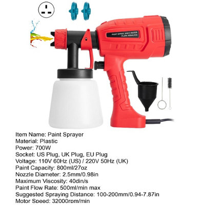 Paint Sprayer 700W, Electric Spray Gun for Outdoor & Indoor Jobs Ideal ...