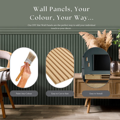 Paintable Slat Wall Panels - 2.4m x 400mm - Pack of 10