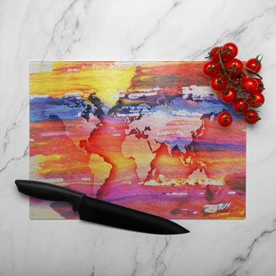 Painty Map Glass Chopping Board