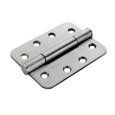 PAIR 100 x 75 x 3mm Concealed 14 Bearing Hinge Satin Steel Rounded Edge