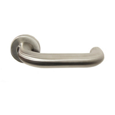 PAIR 22mm Round Bar Safety Handle on Round Rose Concealed Fix Satin ...