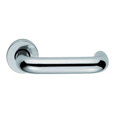 PAIR 22mm Round Bar Safety Lever Concealed Fix Round Rose Polished ...