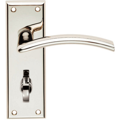 PAIR Arched Lever On Bathroom Backplate Door Handle 150 x 50mm Polished ...