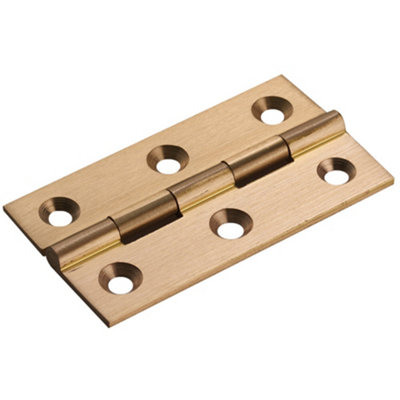 PAIR Cabinet Hinge - 64 x 35mm Satin Brass Cupboard Wardrobe Vanity ...