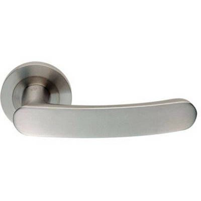 PAIR Curved Handle with Rounded Ends Concealed Fix Round Rose Satin Steel