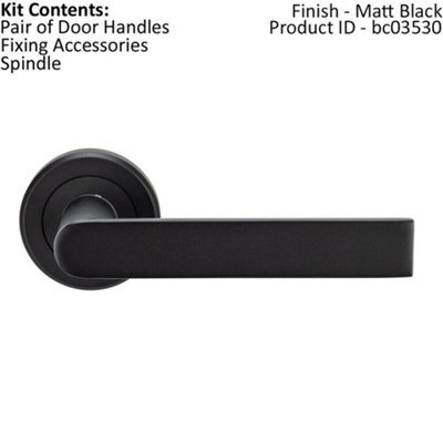PAIR Flat Rectangular Bar Handle on Round Rose Concealed Fix Matt Black