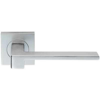 PAIR Flat Squared Bar Handle on Square Rose Concealed Fix Satin Chrome ...