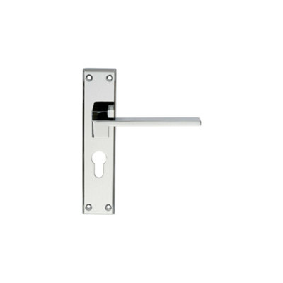 PAIR Flat Straight Lever on Euro Backplate Handle 180 x 40mm Polished ...