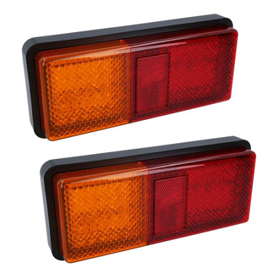 Pair Large LED Combination Trailer Caravan Light Lamp Reflector High ...