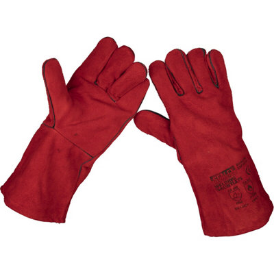 PAIR Lined Leather Welding Gauntlets - Superior Heat & Spatter ...