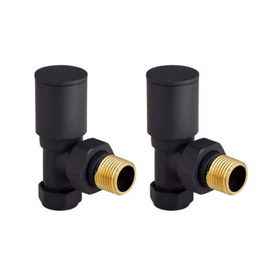 Pair Modern Anthracite Grey Radiator Towel Rail Valves Angled Valves 15mm