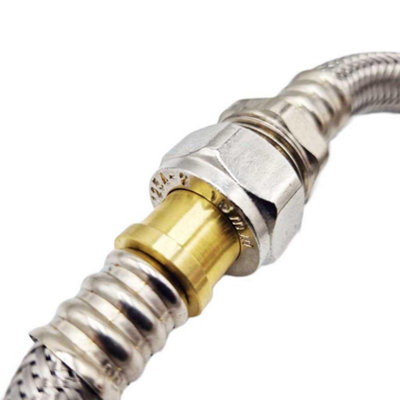 Pair Mono Block Flexible Tap Hoses Tails Connectors M10 x 15mm Shank x ...