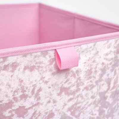 Pair of 2 Crushed Velvet Stylish Folding Storage Box Cube | DIY at B&Q