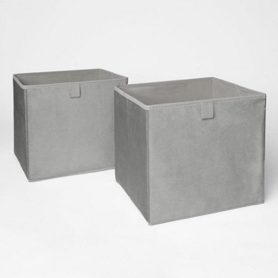 Pair of 2 Matte Velvet Cube Storage Boxes | DIY at B&Q