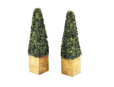 Pair of 3ft Artificial Outdoor Pyramid Cone Tree | DIY at B&Q