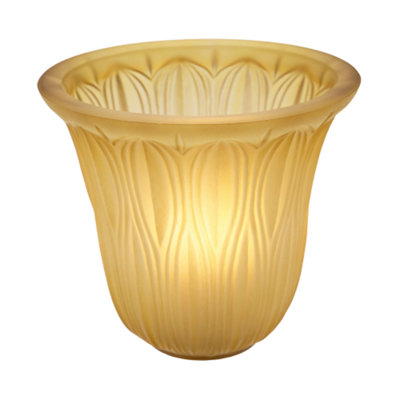 Pair of Amber Etched Glass Shades with Traditional Shape for E14 and E27