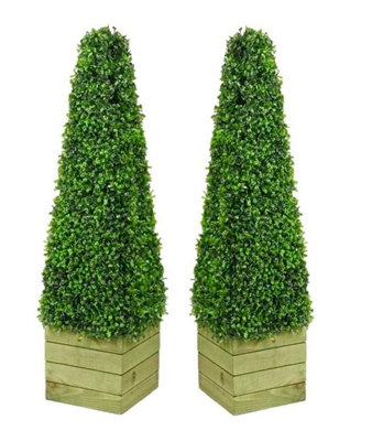 Buy PAIR of Artificial Tree 3ft Pyramid Cones Indoor outdoor Topiary ...
