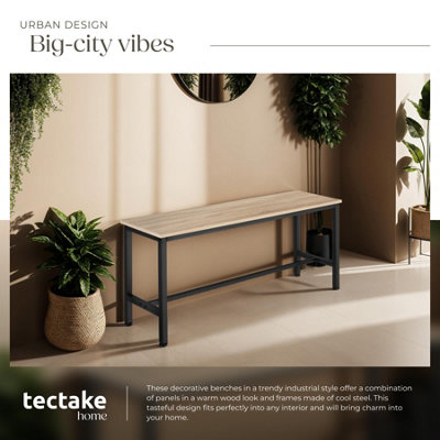 Pair of Benches Fairfield 108 x 32.5 x 50 cm - industrial wood light ...