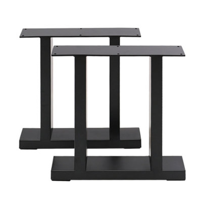 Pair of Black Metal Table Legs, Sleek and Sturdy, 35cm W x 40cm H