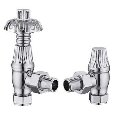 Pair of Chrome Metal Head Radiator Valves | DIY at B&Q