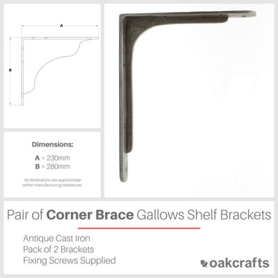 Pair of Corner Brace Gallows Style Antique Cast Iron Shelf Brackets ...