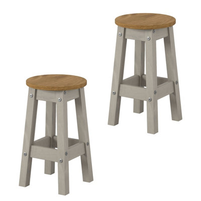 PAIR of Corona Grey Round Breakfast Stools