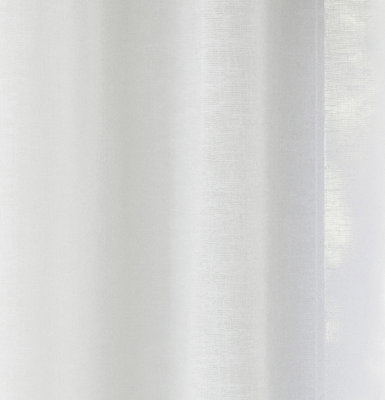 Pair of Crete White Luxury Linen Look Sheer Panels with Eyelet Header ...
